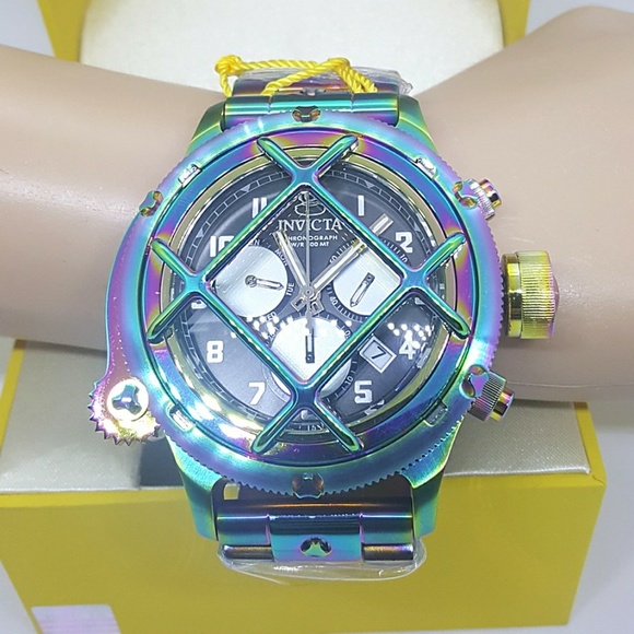 Invicta | Accessories | Left In Stocknew Iridescent Steel Caged Watch ...